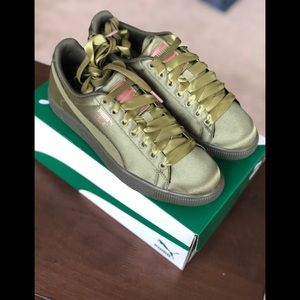 Puma | Shoes | Nib Puma Satin Olive Green Sneakers | Poshmark